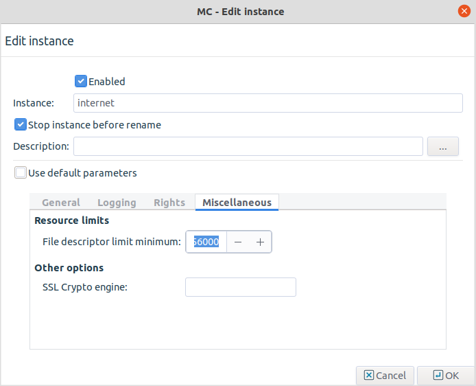 638 Instance Parameters — Miscellaneous Proxedo Network Security Suite 2 Administrator Guide